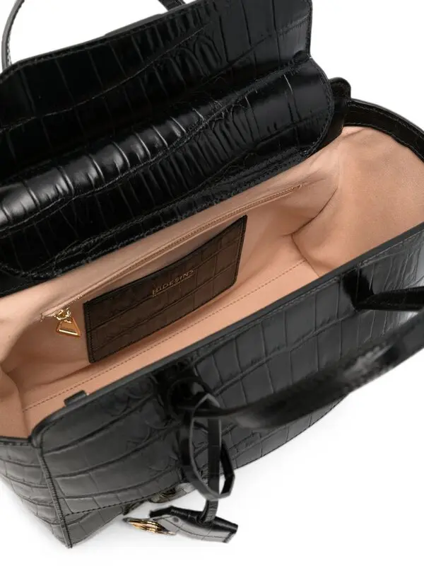 HIDESINS Flap Medium Leather Tote - Black