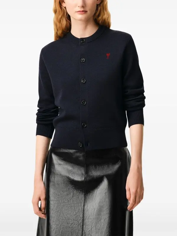 AMI Paris De Coeur Wool Cardigan