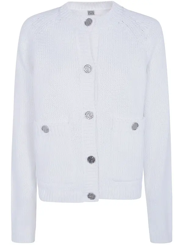 TOTEME Cotton Sweater With Hammered Button Detail