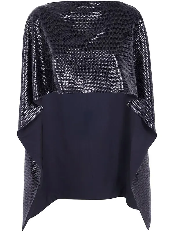 Alberta Ferretti Coat Paillettes On Jersey Cape - Black