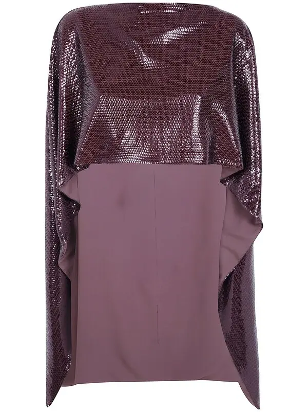 Alberta Ferretti Coat Paillettes On Jersey Cape - Brown