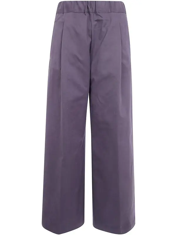 SEMICOUTURE Tailored Cotton Blend Trousers With Front Pleats