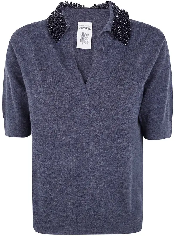 SEMICOUTURE Polo Short Sleeves "margy - Gray