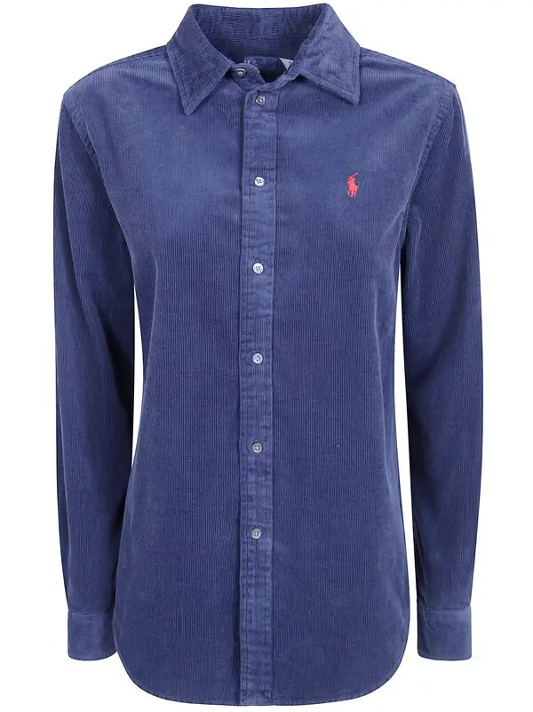 Polo Ralph Lauren Navy" Corduroy Shirt With Button-down Collar And Pocket