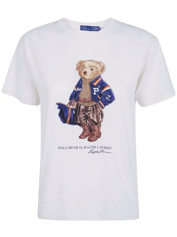 Polo Ralph Lauren Cotton T-shirt With Bear Graphic - White