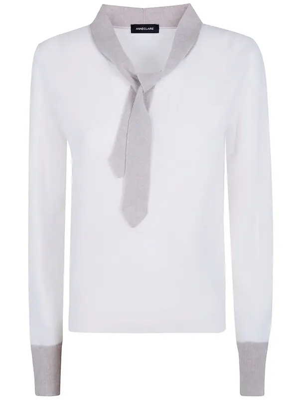 ANNECLAIRE Sweater Round Neck "d1869.857 730 Oyster - White