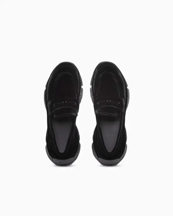 Giorgio Armani Velvet Slip-on Loafers With Leather Lining And Rubber Sole
