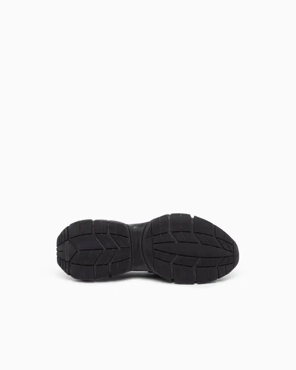Giorgio Armani Leather And Nylon Loafer Sneakers With Rubber Sole