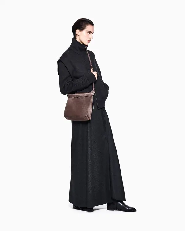 Giorgio Armani Virgin Wool Blouson Jacket With Rib Knit Sleeves