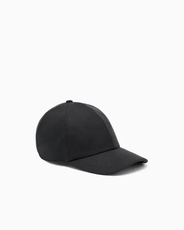 Giorgio Armani Wool And Cashmere Baseball Hat With Leather Details - Black