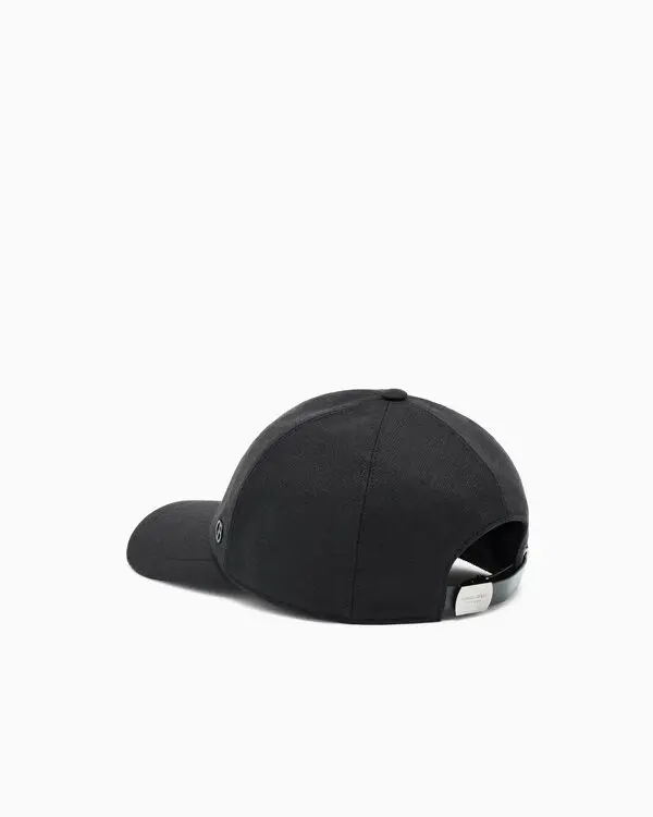Giorgio Armani Wool And Cashmere Baseball Hat With Leather Details - Black