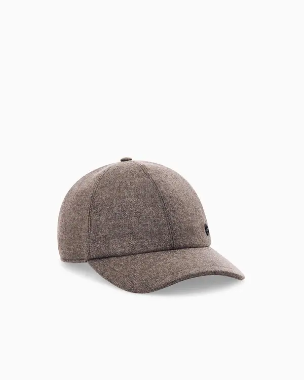 Giorgio Armani Wool And Cashmere Baseball Hat With Leather Details - Brown