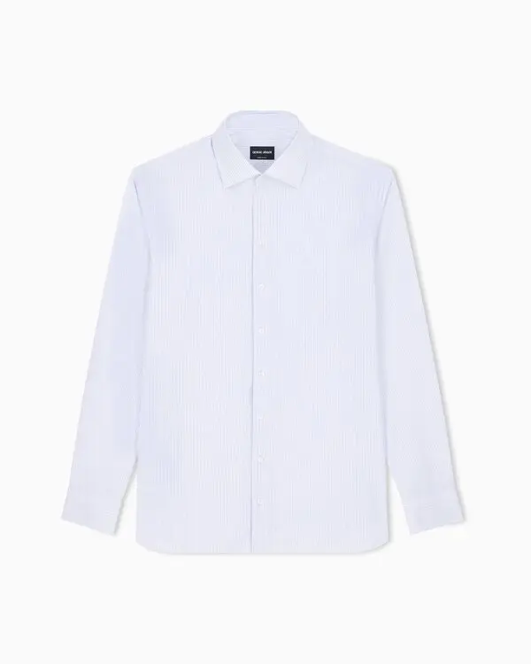 Giorgio Armani Regular Fit Shirt In Yarn-dyed Striped Cotton