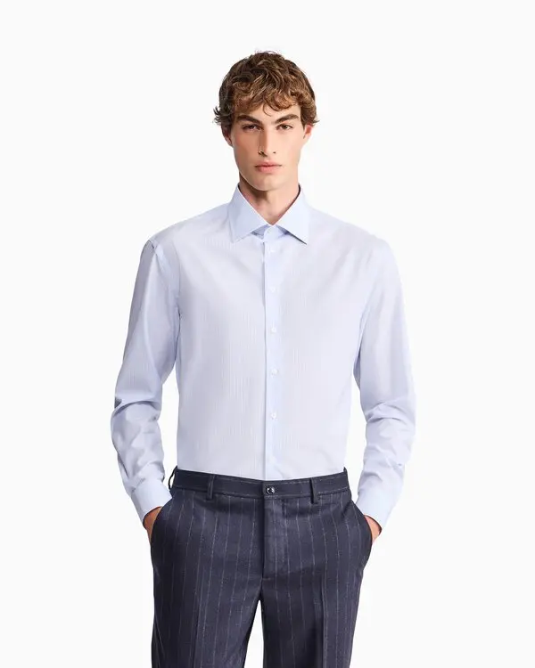 Giorgio Armani Regular Fit Shirt In Yarn-dyed Striped Cotton