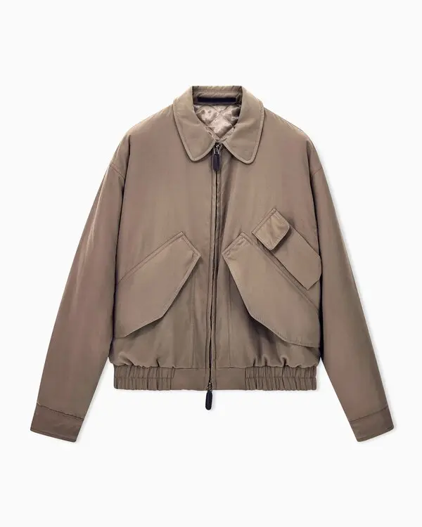 Giorgio Armani Blouson Jacket Oversized In Satin With Suede Effect