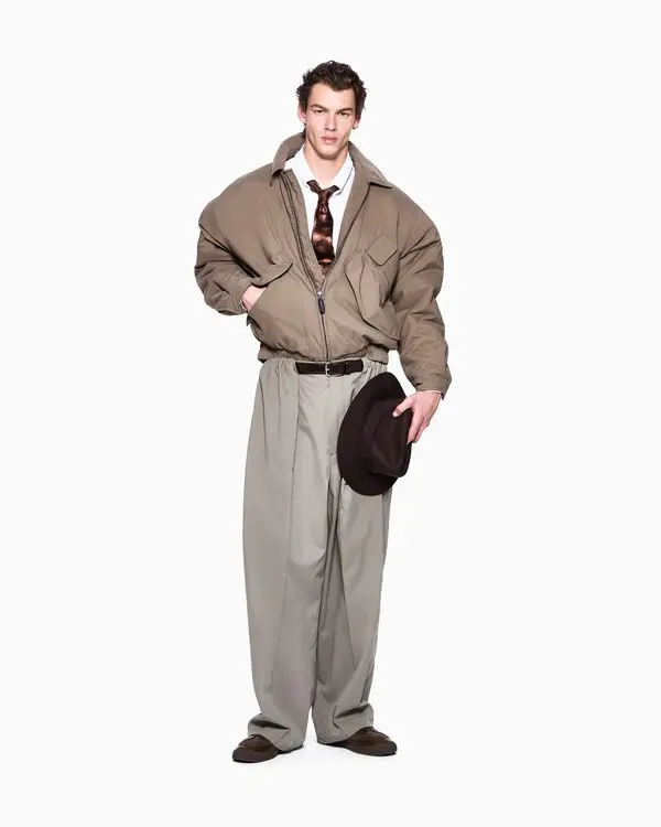 Giorgio Armani Blouson Jacket Oversized In Satin With Suede Effect