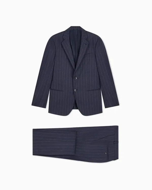 Giorgio Armani Slim-fit Single-breasted Suit In Pinstripe Flannel Soho