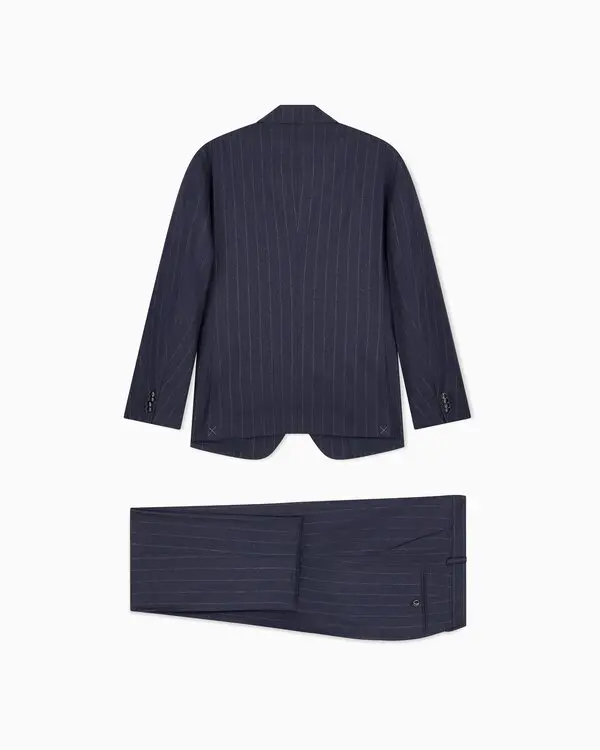 Giorgio Armani Slim-fit Single-breasted Suit In Pinstripe Flannel Soho