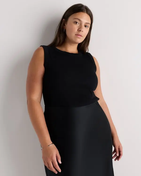Quince Micro-rib Cutaway Tank Top - Black