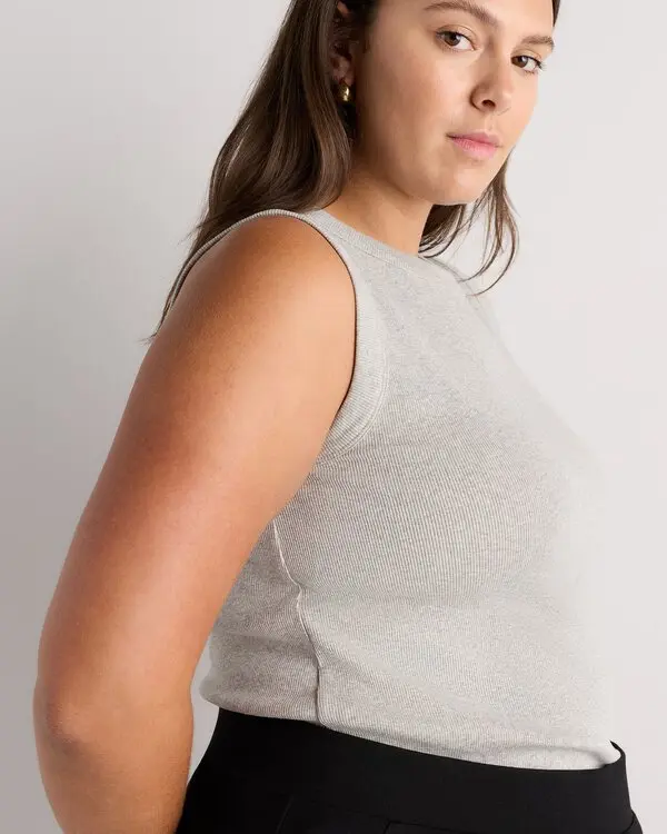 Quince Micro-rib Cutaway Tank Top - Heather Grey