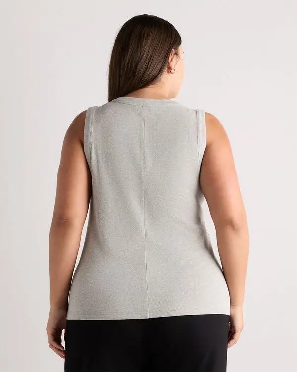 Quince Micro-rib Cutaway Tank Top - Heather Grey