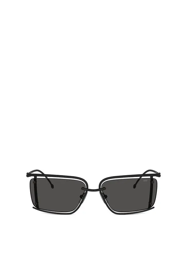 DIESEL® Rectangle Sunglasses With Engraved Details - Black