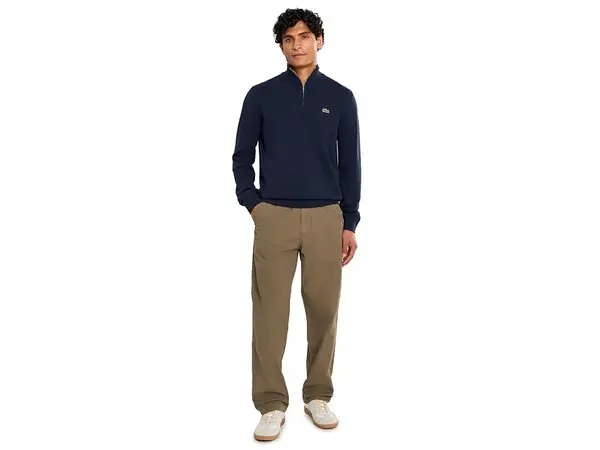 Lacoste Zipped High Neck Cotton Sweater - Navy