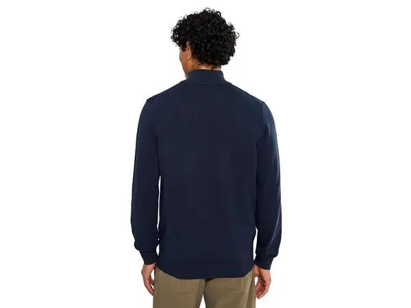 Lacoste Zipped High Neck Cotton Sweater - Navy