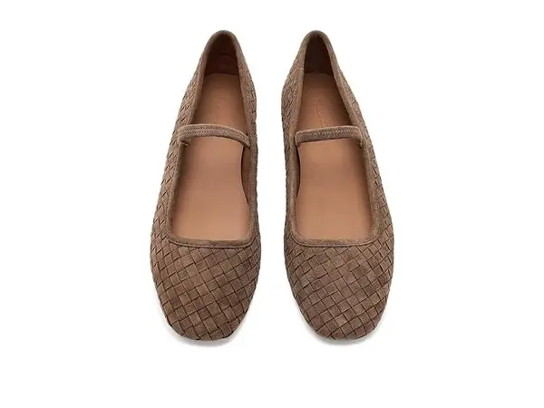 Madewell Greta Elastic Woven Suede Mary Jane Flats - Gray