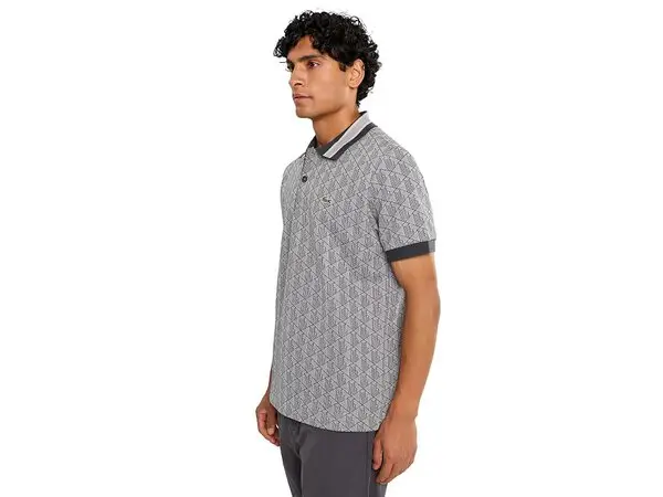 Lacoste Short Sleeve Aop L Color Blocked Polo Shirt And Contrasting Collar Short Sleeve Knit Calluna/graphite - Gray