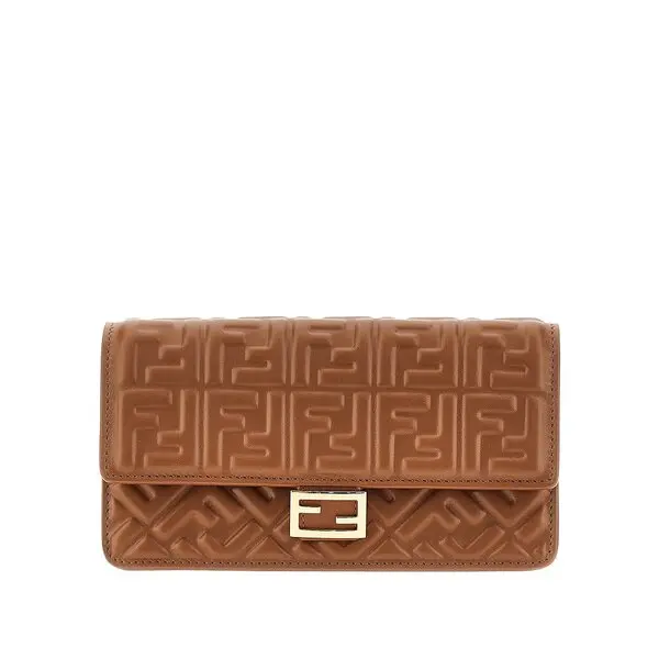 Fendi Embossed Nappa Leather Baguette Clutch