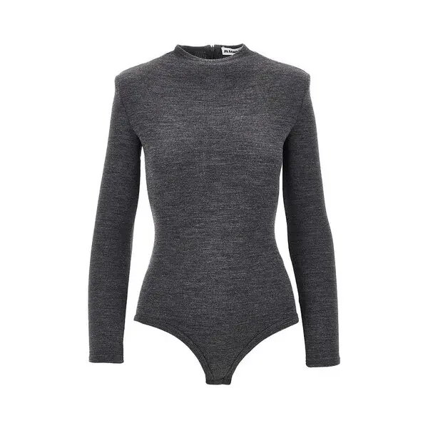 JIL SANDER Wool Jerey Bodyuit - Grey