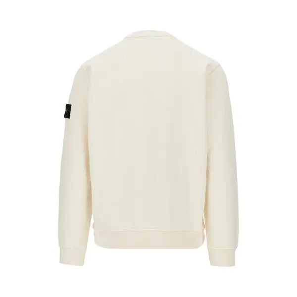 Stone Island Crewneck Cotton Sweatshirt With Logo Badge - White