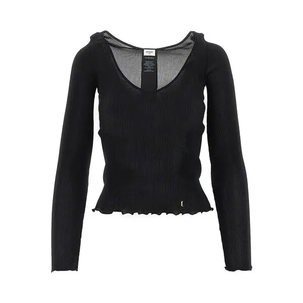 Saint Laurent Silk Knitting Top With Cassandre Detail