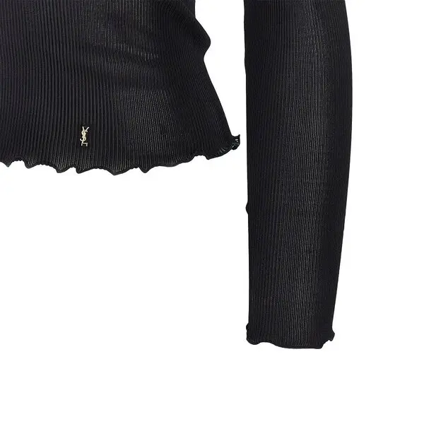 Saint Laurent Silk Knitting Top With Cassandre Detail - Black