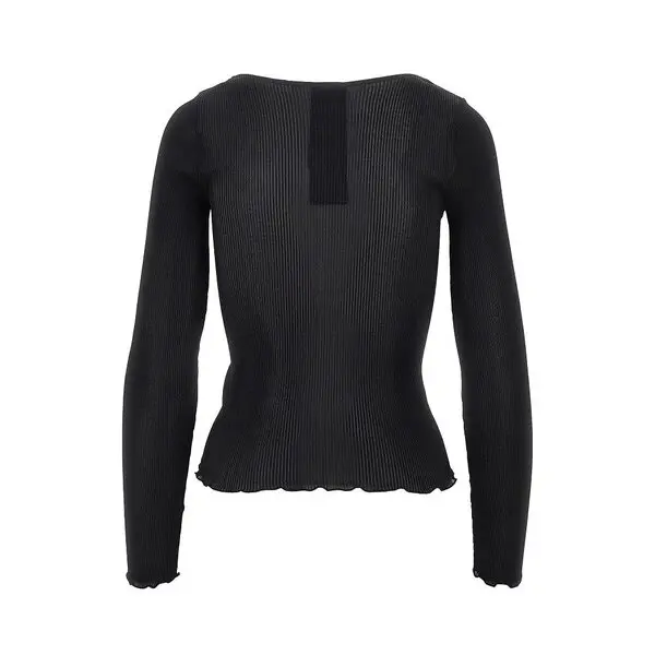 Saint Laurent Silk Knitting Top With Cassandre Detail - Black
