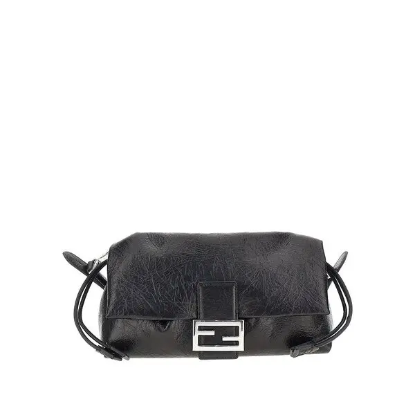 Fendi Medium Leather 'baguette Soft' Bag - Black