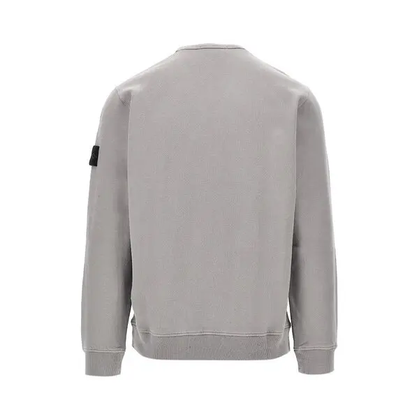 Stone Island Crewneck Cotton Sweatshirt With Logo Badge - Grey