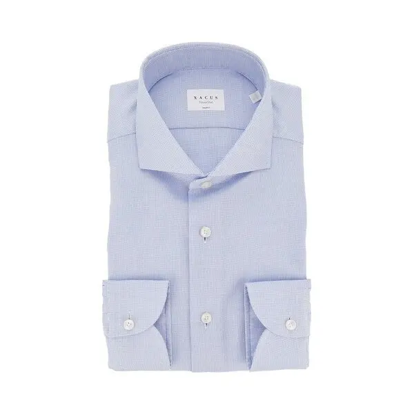 XACUS Cotton Tailor Fit 'travel' Shirt - Blue