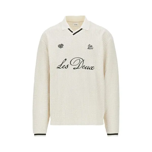 LES DEUX Knitted Polo Hirt With Logo Embroidery