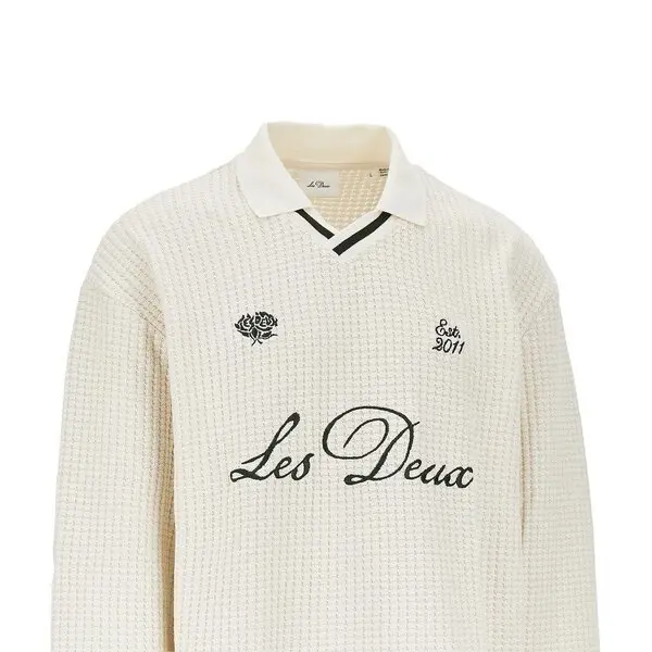 LES DEUX Knitted Polo Hirt With Logo Embroidery