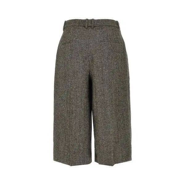 Saint Laurent Wool-blend Skirt Pants With Herringbone Motif - Brown