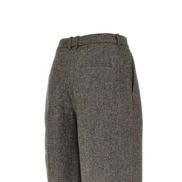 Saint Laurent Wool-blend Skirt Pants With Herringbone Motif - Brown