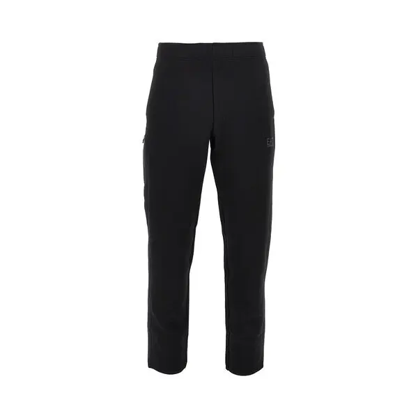 EA7 Cotton-blend Pant With Logo Print - Black
