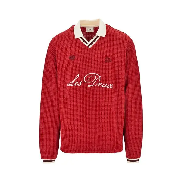 LES DEUX Knitted Polo Hirt With Logo Embroidery