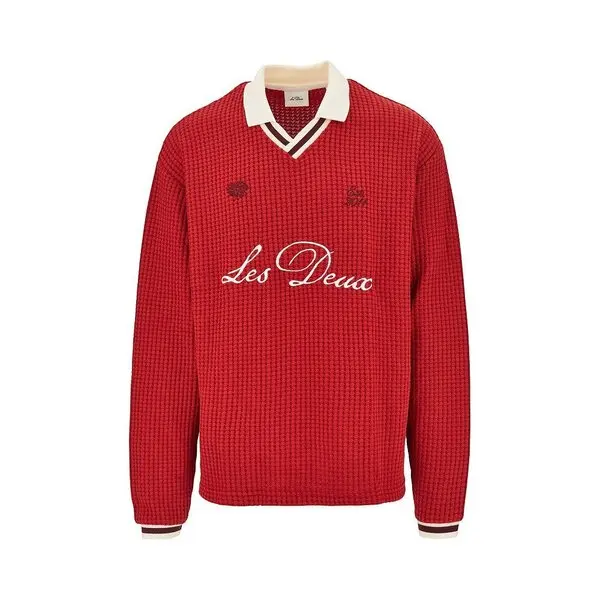 LES DEUX Knitted Polo Hirt With Logo Embroidery