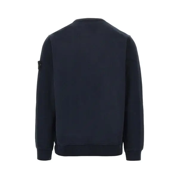 Stone Island Crewneck Cotton Sweatshirt With Logo Badge - Blue