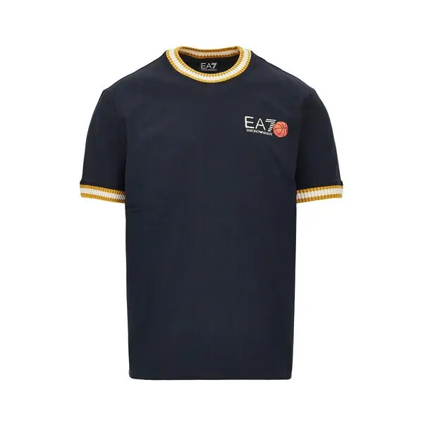 EA7 Cotton T-hirt With Logo Print