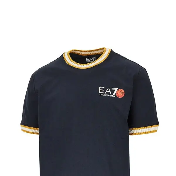 EA7 Cotton T-hirt With Logo Print