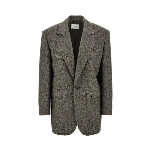 Saint Laurent Wool Jacket With Herringbone Motif